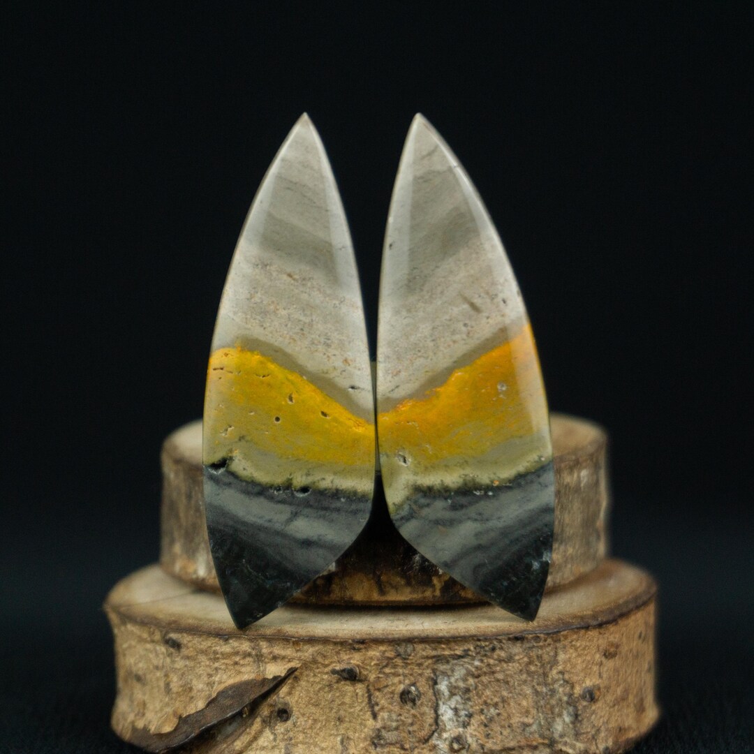 Handcrafted Yellow Volcano Jasper Cabochon Unique Scenery-inspired ...