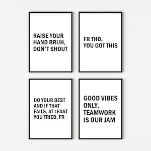 Classroom Slang Poster Bundle 4 Set, Printable Classroom Posters Bruh ...