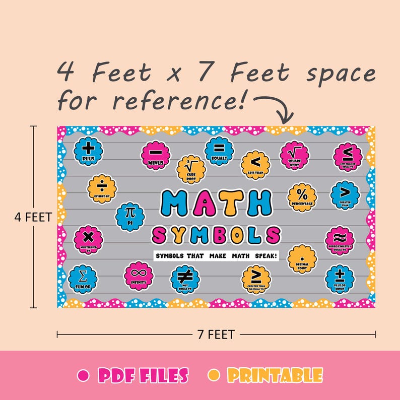 Math Symbols Bulletin Board, Printable Math Bulletin Board, Math ...