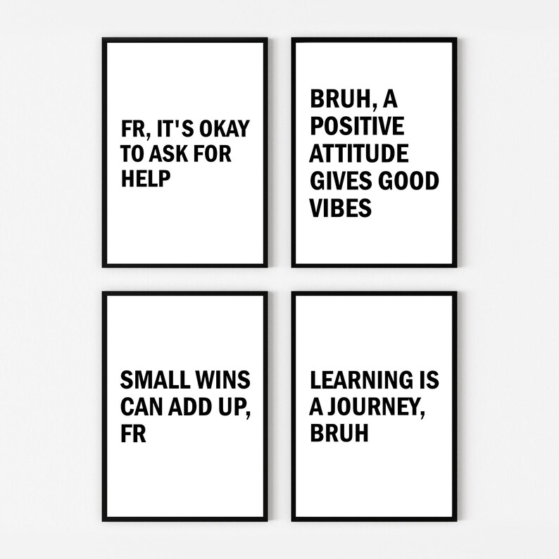 24 Set Classroom Slang Posters Bundle, Printable Classroom Poster Bruh ...