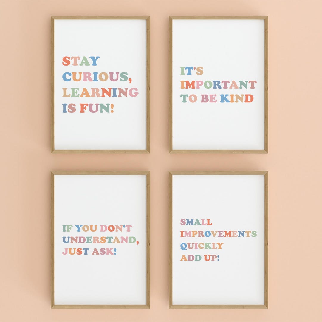 4 Pack Bundle Classroom Posters, Toddler Playroom Art, Growth Mindset ...