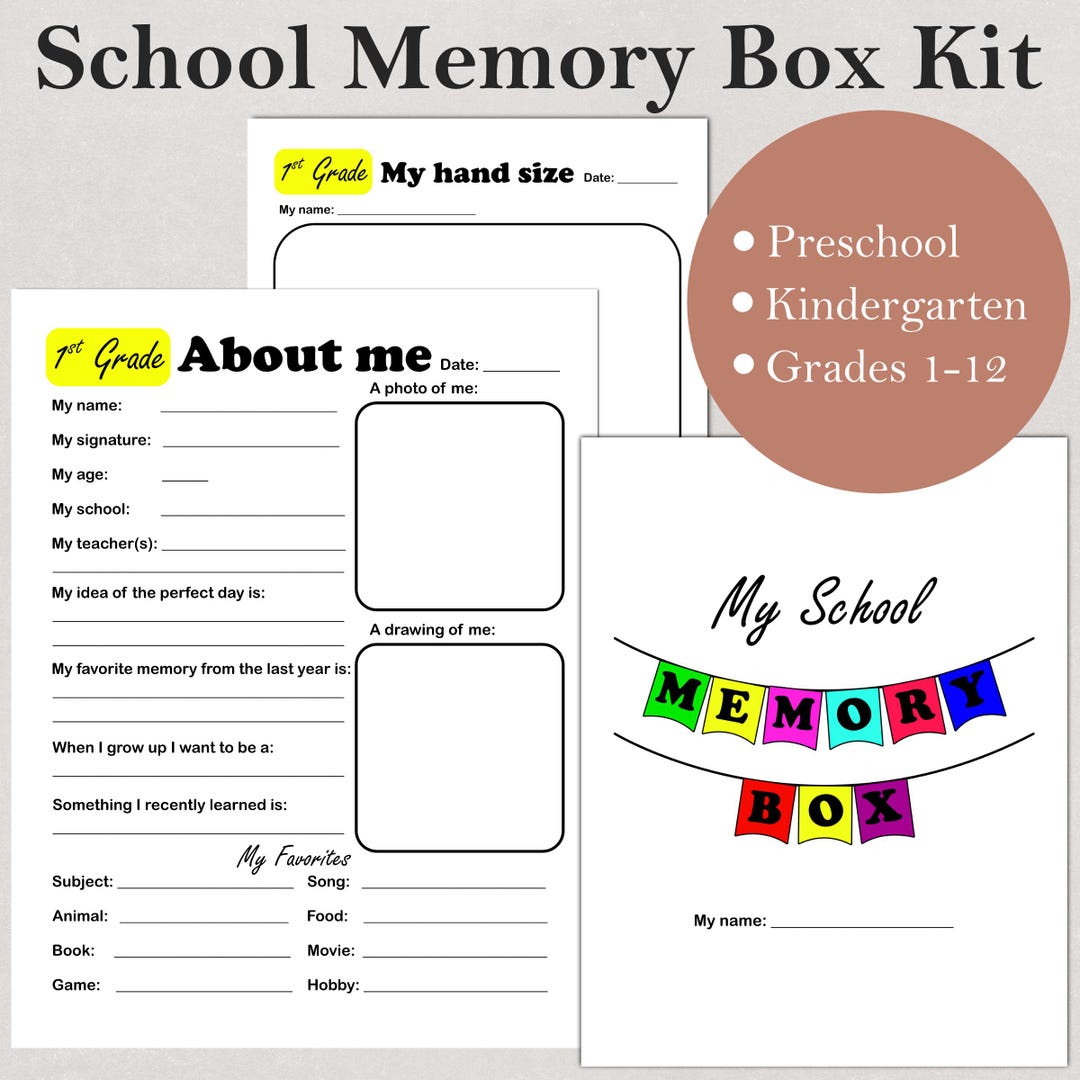 School Memory Box Kit Printable Diy Memory Box Kit Memory Box for ...