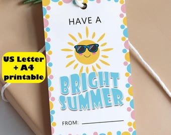 PRINTABLE Have a Bright Summer Tag, Summer Gift Tag, Printable Tag ...