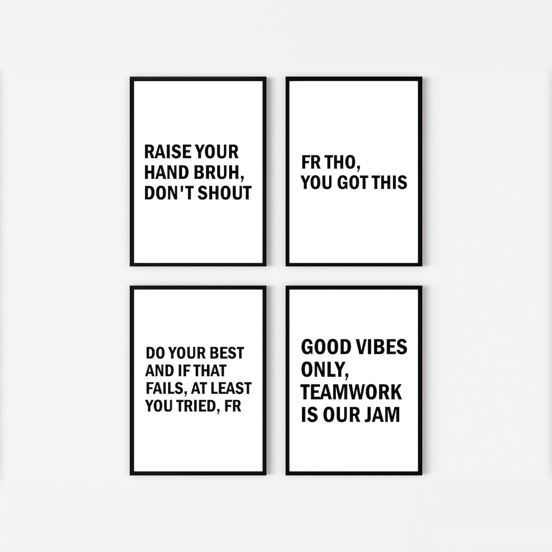 Classroom Slang Poster Bundle 4 Set, Printable Classroom Posters Bruh ...