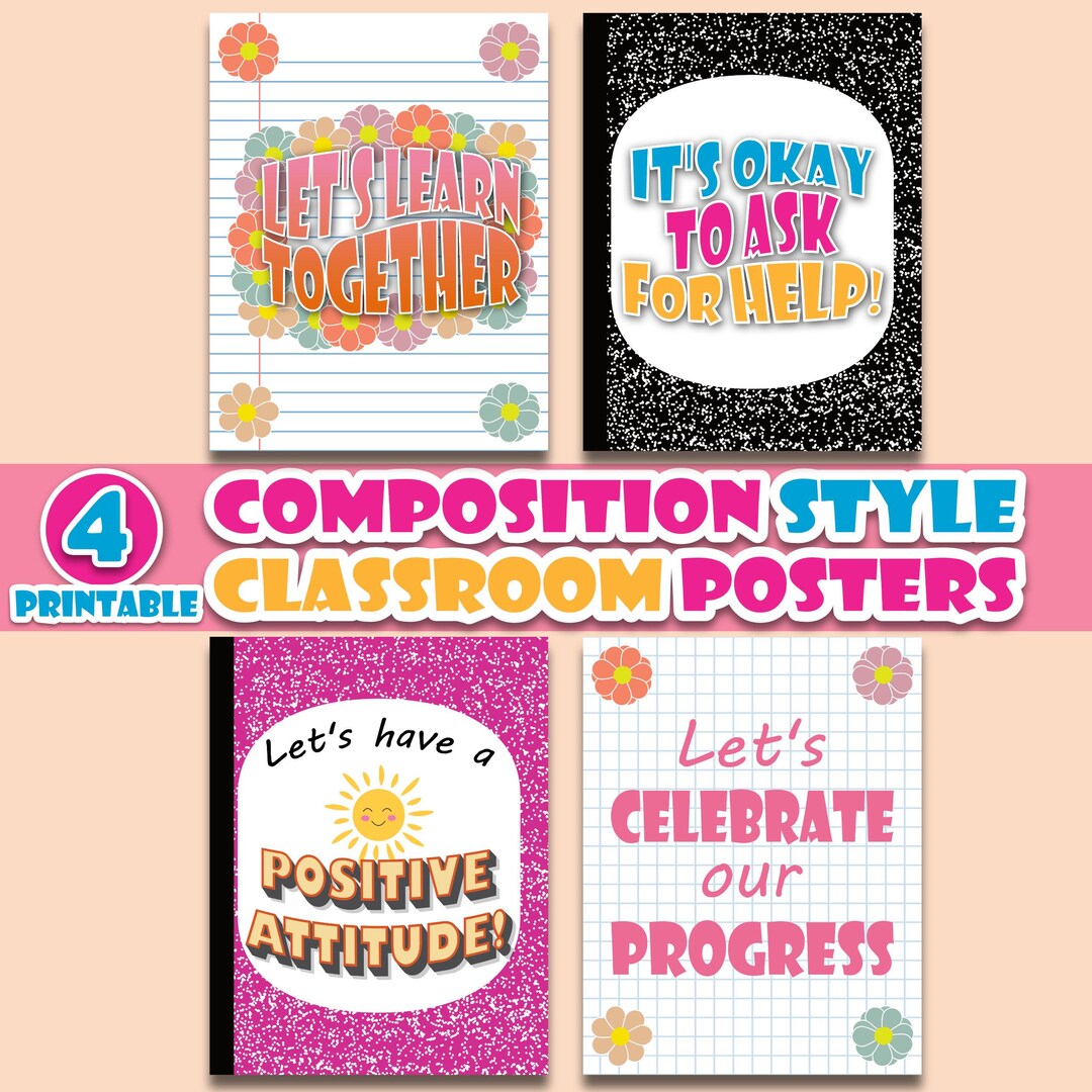 4 Pack Composition Classroom Poster Bundle, Printable Composition ...