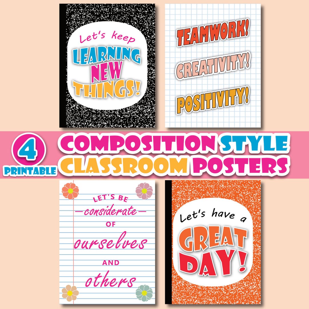 4 Pack Composition Classroom Poster Bundle, Printable Composition ...