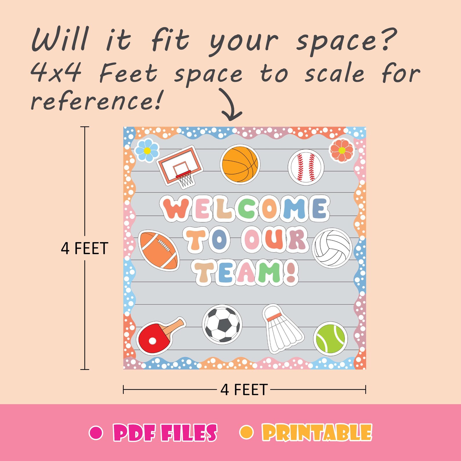 Sports Team Bulletin Board Kit, Printable Sports Bulletin Board Kit ...