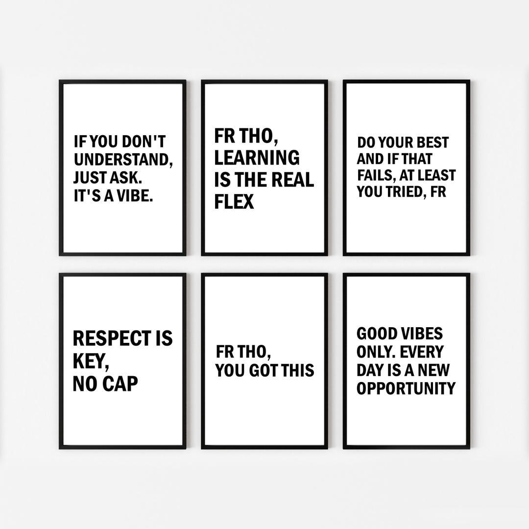 6 Set Bundle Classroom Slang Poster, Math Teacher Gift, Middle School ...