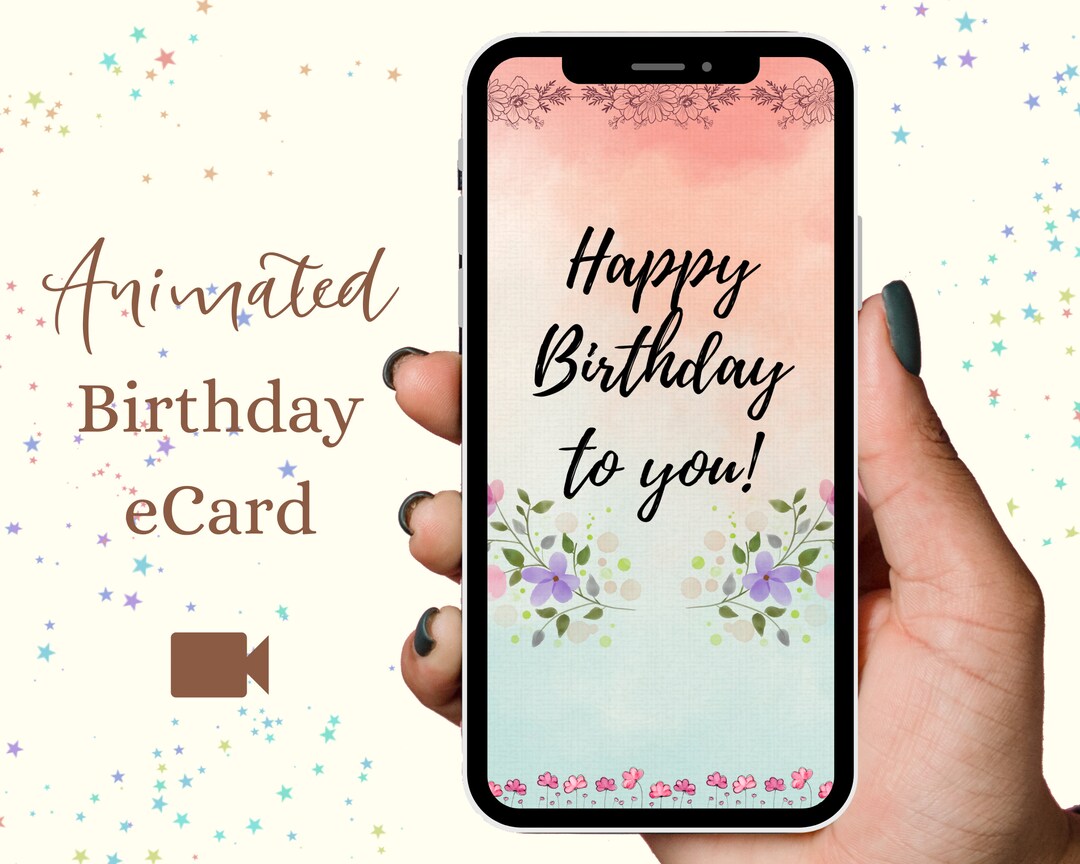 Flower Animated Birthday Card | Digital Video Birthday Ecard, Instant ...