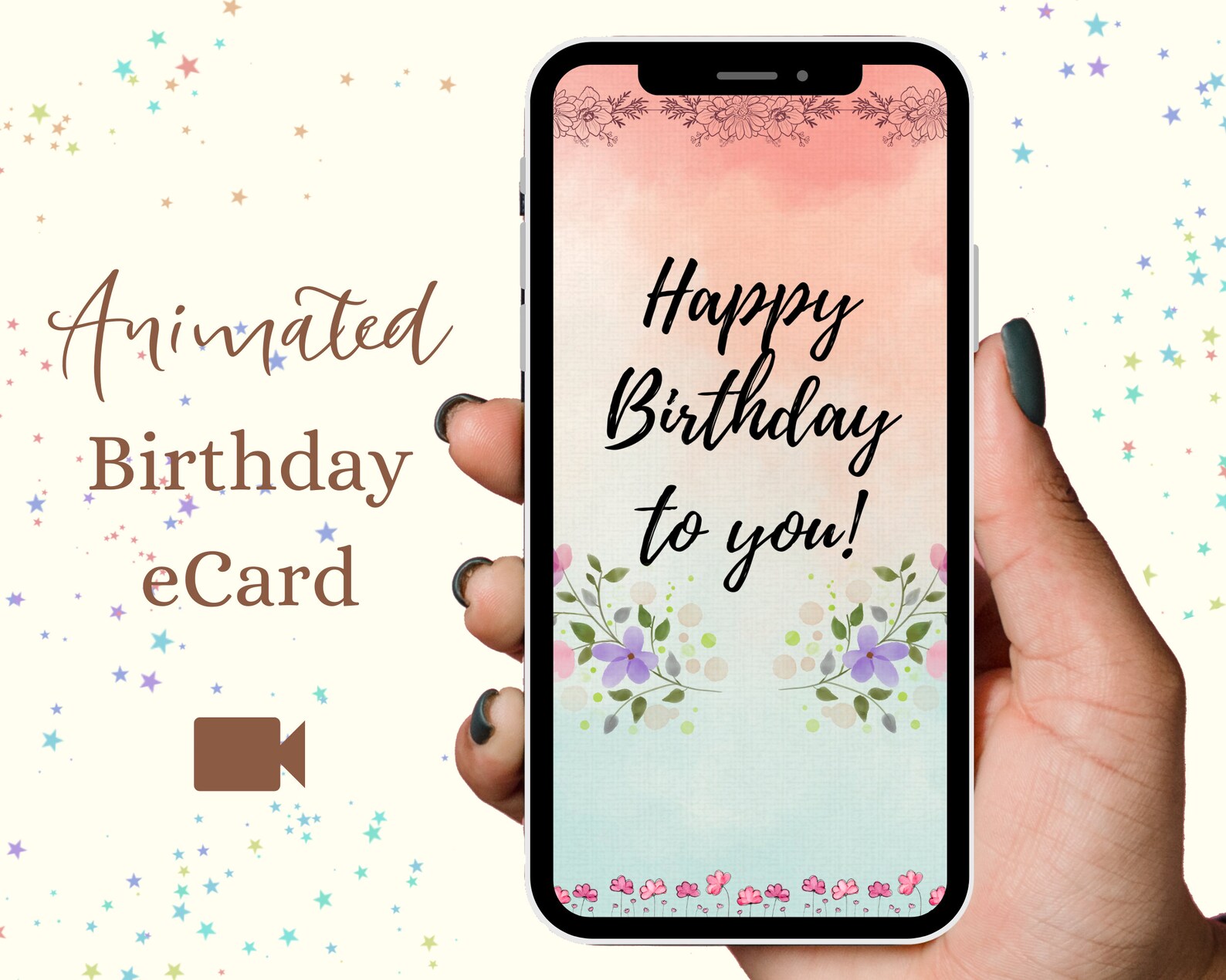 Flower Animated Birthday Card | Digital Video Birthday Ecard, Instant ...