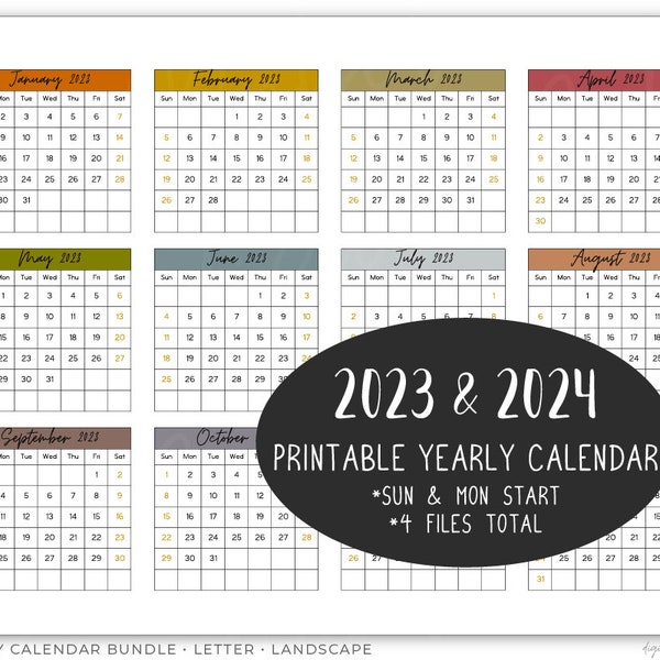 Yearly Calendar - Etsy