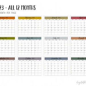 2023-2024 Editable Printable Calendars, Minimal Monthly Calendar Bundle ...