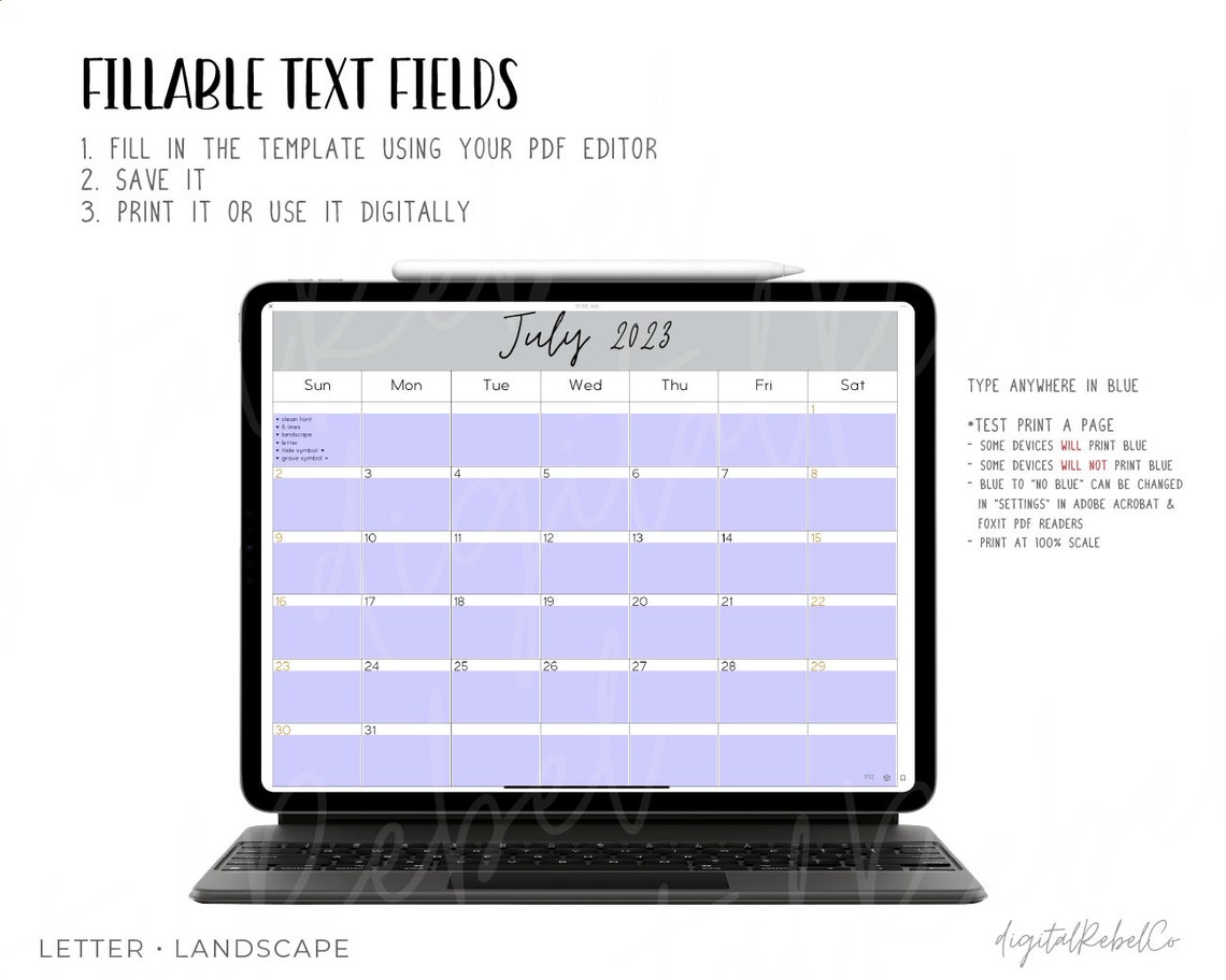 2023-2024 Editable Printable Calendars, Minimal Monthly Calendar Bundle ...