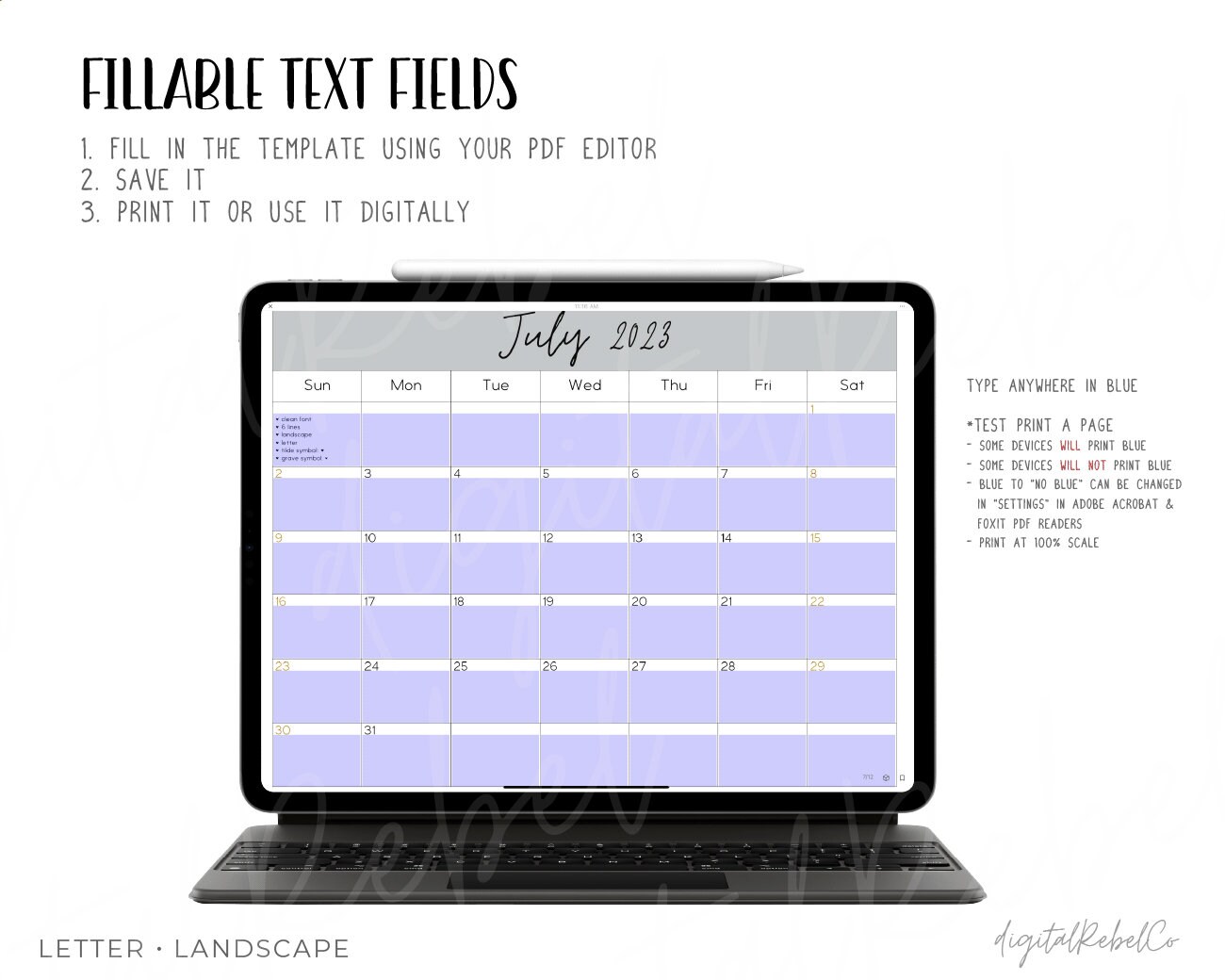 2023-2024 Editable Printable Calendars, Minimal Monthly Calendar Bundle ...