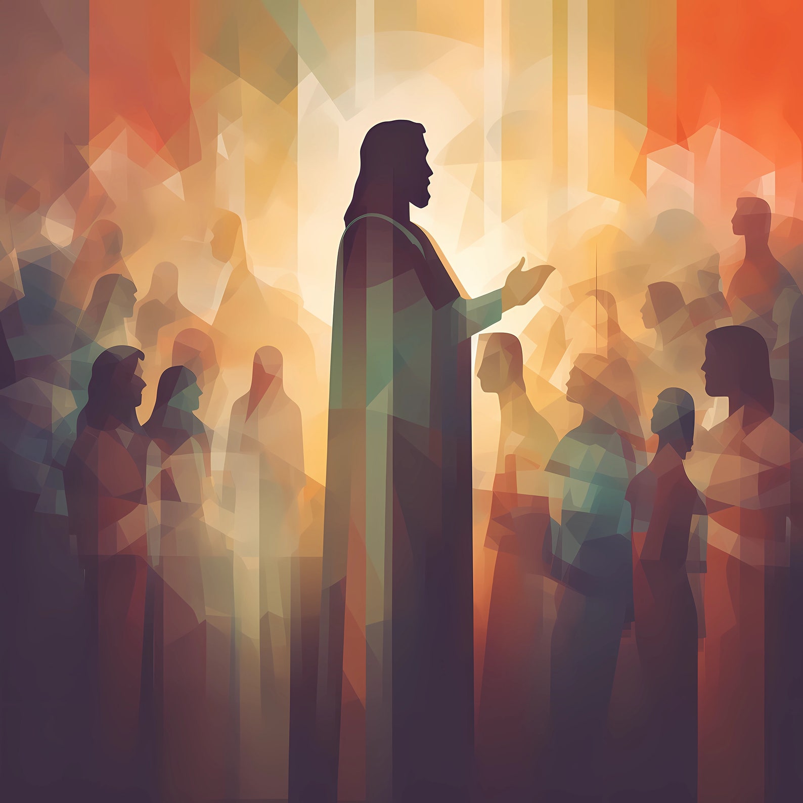 Painting of Jesus Teaching People - Etsy