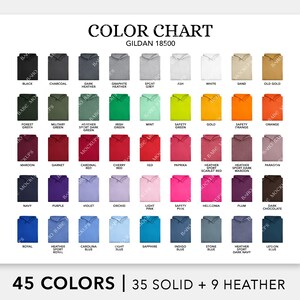 Editable Color Chart Gildan 18500 | 66 PNG Folded Hoodie Transparent ...