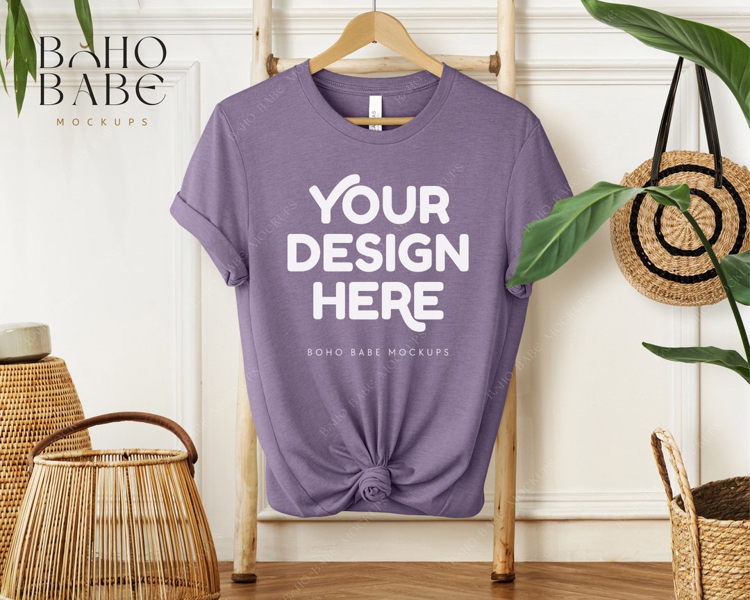 HEATHER PURPLE Bella Canvas 3001 Mockup, 3001 CVC Heather Purple Mock ...