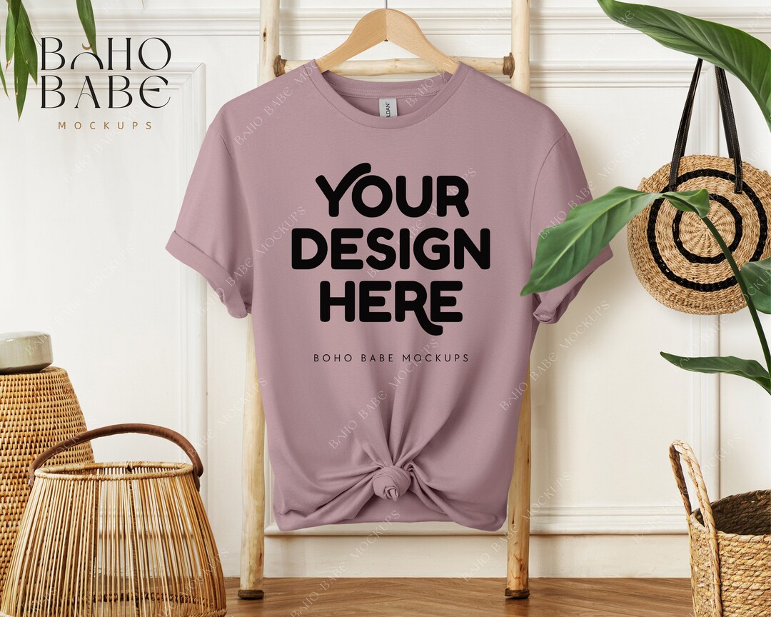 PARAGON Gildan 64000 Mockup, Gildan Softstyle Solid Shirt Mockup, Boho ...