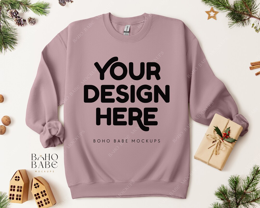 PARAGON G18000 Christmas Sweatshirt Mockup Gildan 18000 Mockup, Red ...