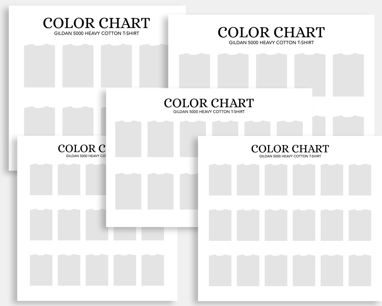Editable Color Chart Gildan 5000 | Folded T-shirts 55 PNG Transparent ...