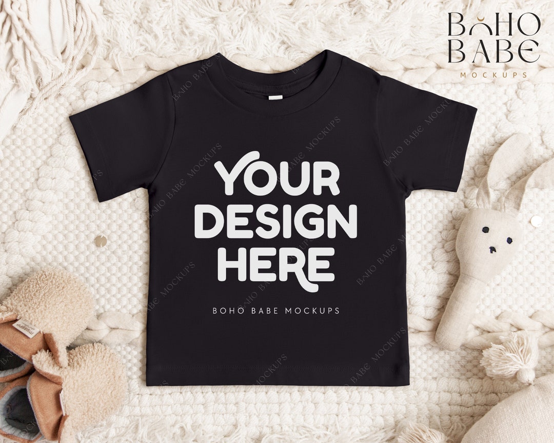 3001B BLACK Bella Canvas 3001B Mockup, Infant Short Sleeve Tee Mock ...