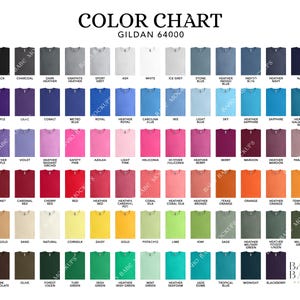 Editable Color Chart Gildan 64000 | 77 PNG Folded Shirts Transparent ...