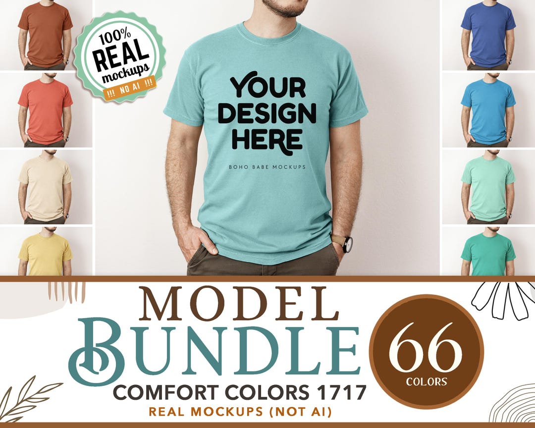Comfort Colors 1717 Model Mockup Bundle | Real Human Male Model Mockups, Tshirt Man Photos, Real ...