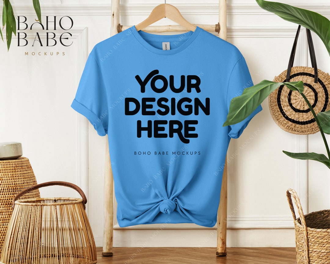 IRIS Blue Gildan 64000 Mockup, Gildan Softstyle Solid Shirt Mockup ...