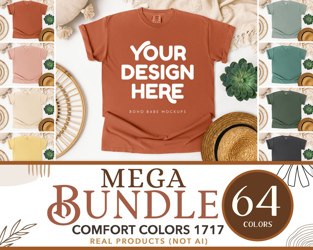 Comfort Colors 1717 Mockup Bundle | CC1717 Flatlay Mock up Bundle, Boho ...