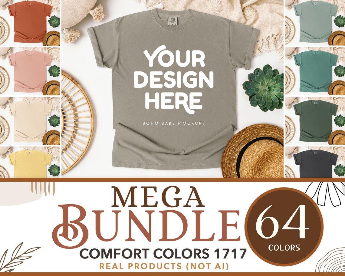 WHITE Comfort Colors 1717 Mockup | CC1717 T-shirt Boho Flatlay, Simple ...