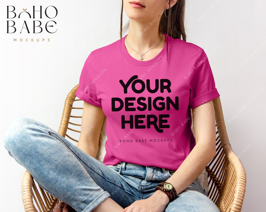 BERRY Bella Canvas 3001 Model Mockup, Boho Woman Mock-up, Bella and ...