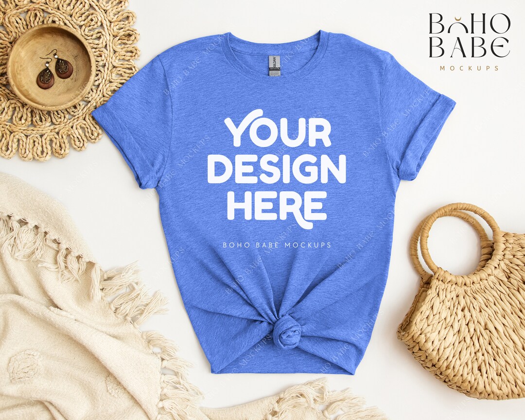 HEATHER ROYAL Gildan 64000 Mockup, Royal Blue Gildan Softstyle Tshirt ...