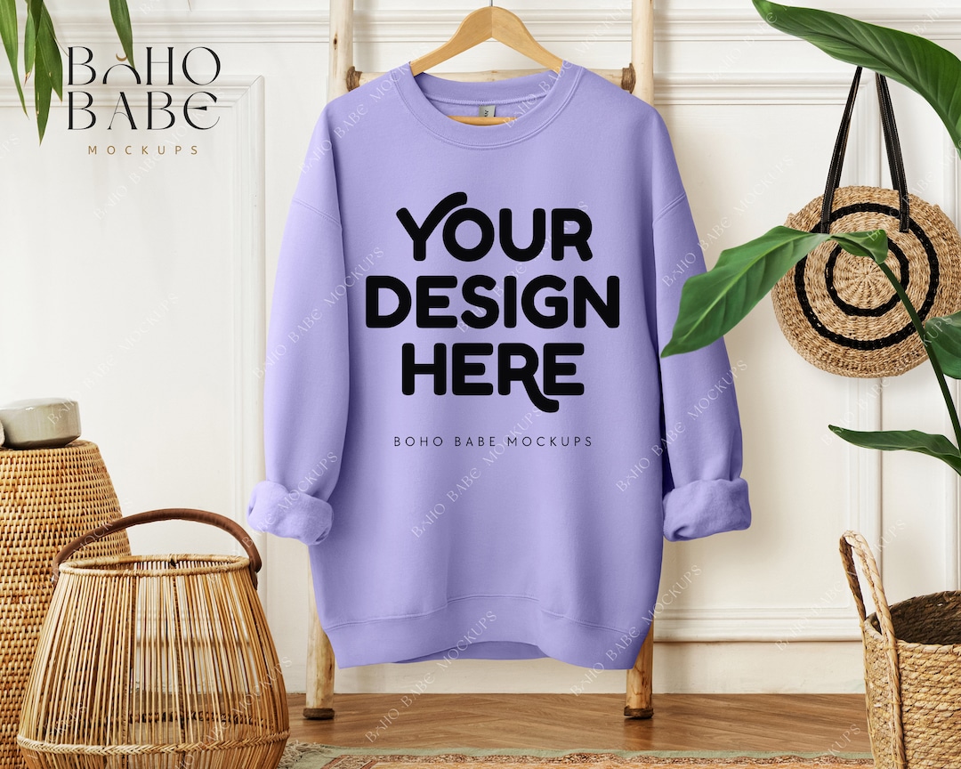 Gildan 18000 Violet Sweatshirt Mockup | Hanging Gildan Shirt Mock-up ...