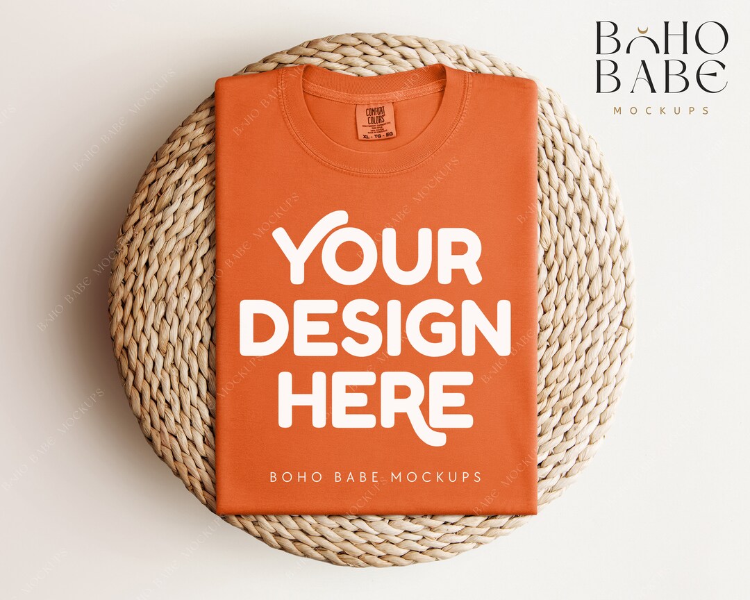 BURNT ORANGE Comfort Colors 1717 Mockup | CC1717 Folded T-shirt on ...