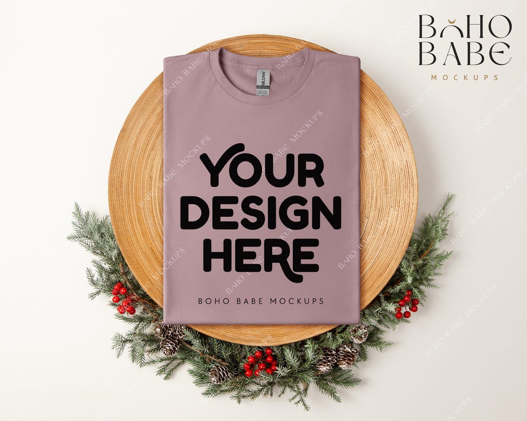 PARAGON Gildan 64000 Christmas Mockup | G64000 Softstyle Boho Folded ...