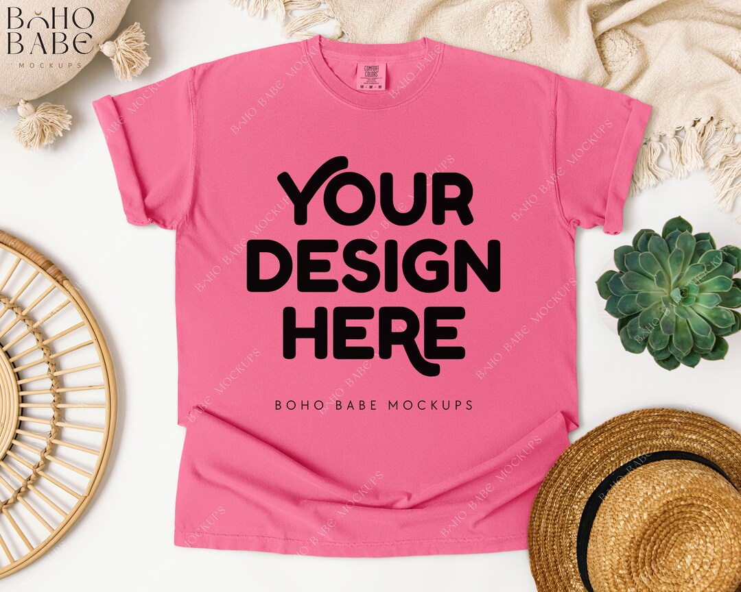 CRUNCHBERRY Comfort Colors 1717 Mockup | CC1717 T-shirt Boho Flatlay ...