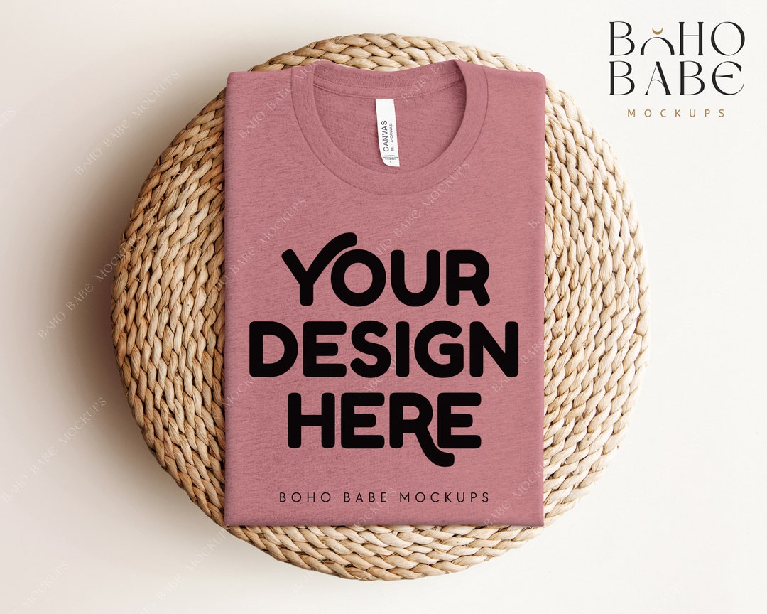 HEATHER MAUVE Bella Canvas 3001 Cvc Folded Mockup Boho Flat - Etsy