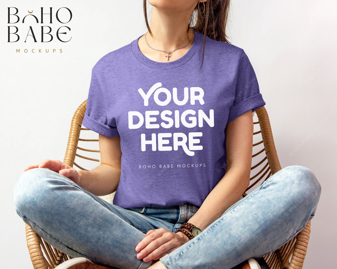 HEATHER LAPIS Bella Canvas 3001 Model Mockup, Boho Woman Mock-up, Bella ...