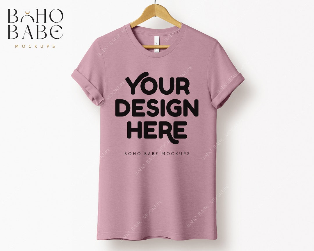 HEATHER ORCHID Bella Canvas 3001 Mockup, 3001cvc Heather Orchid Mock-up ...