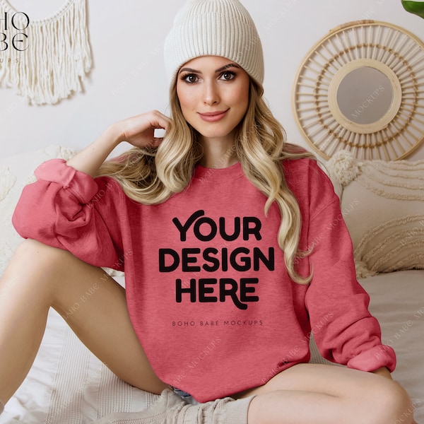 Heather Sport Scarlet Red Crewneck Sweatshirt - Etsy