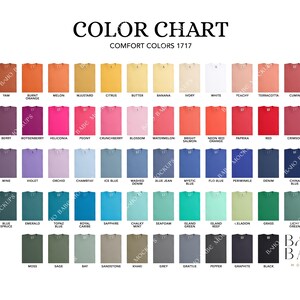 Editable Color Chart Comfort Colors 1717 | 66 PNG Folded Shirts ...