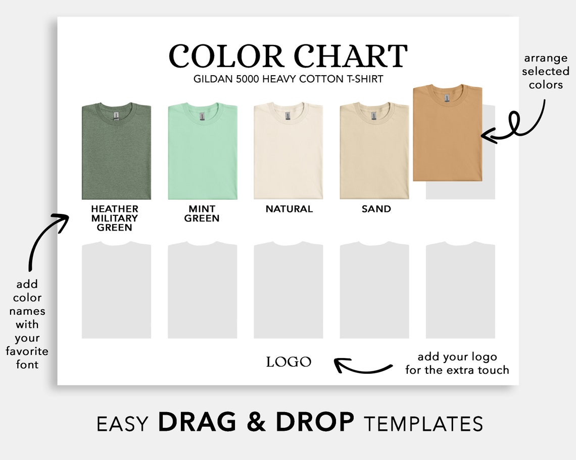 Editable Color Chart Gildan 5000 | Folded T-shirts 55 PNG Transparent ...