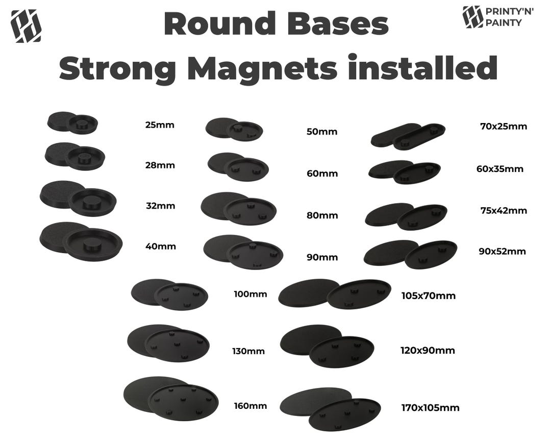 Magnetized Round Bases With N52 Magnets – Warhammer Compatible | Secure ...