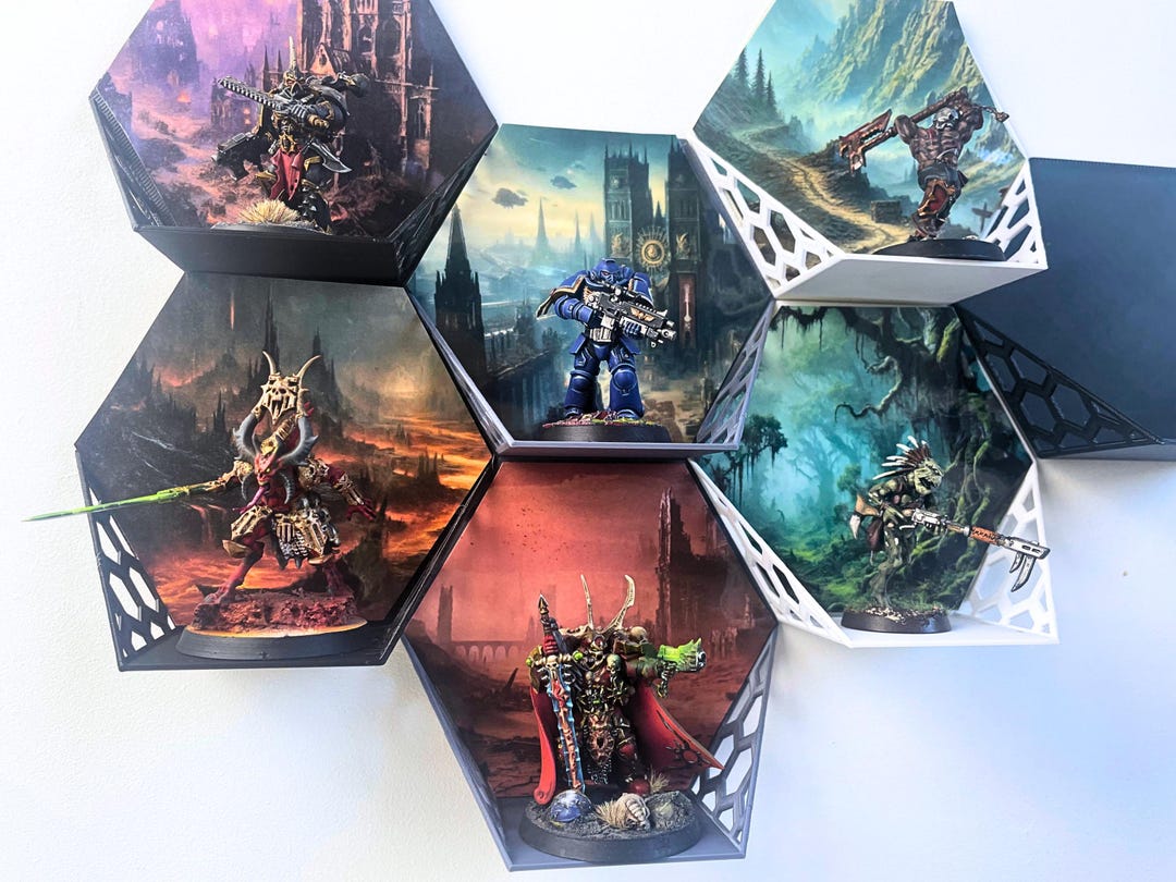 Medium Stick on Display Shelf With Background. Ideal for Warhammer or ...