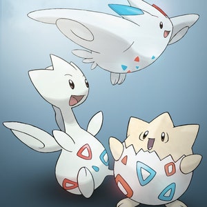 Togepi Evolution Pokemon Poster A4 Togepi, Togetic, Togekiss Instant ...