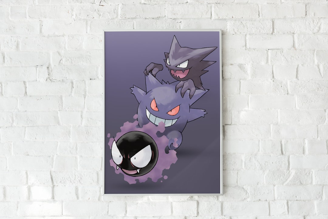 Ghostly Pokémon Trio Poster - Digital Download - A4 Size - Spooky ...