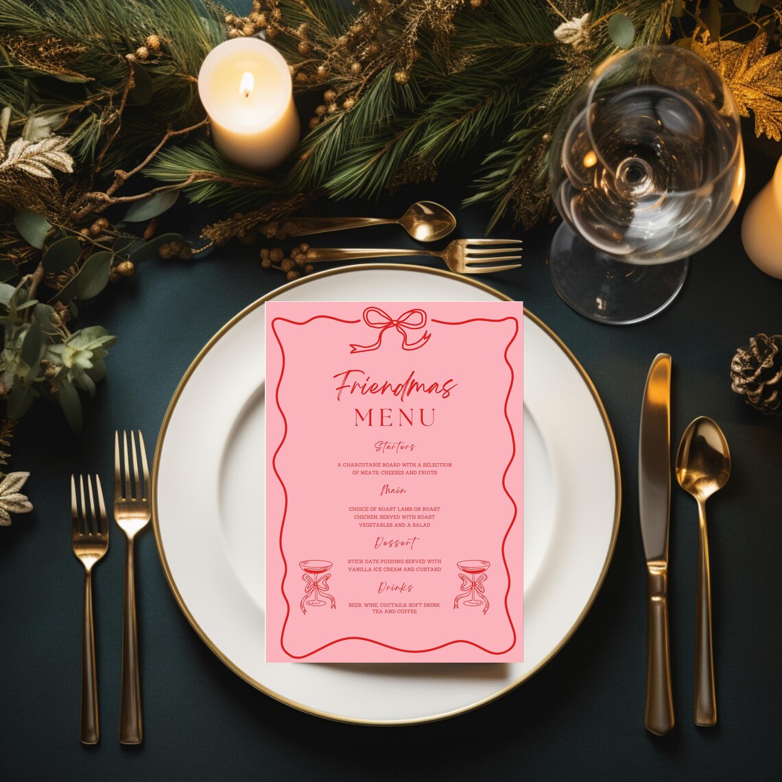 Editable Christmas Party Menu, Editable Party Menu, Printable Menu ...