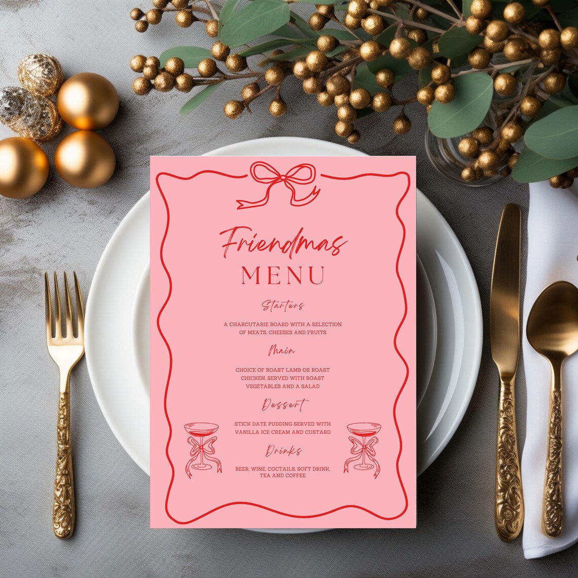 Editable Christmas Party Menu, Editable Party Menu, Printable Menu ...