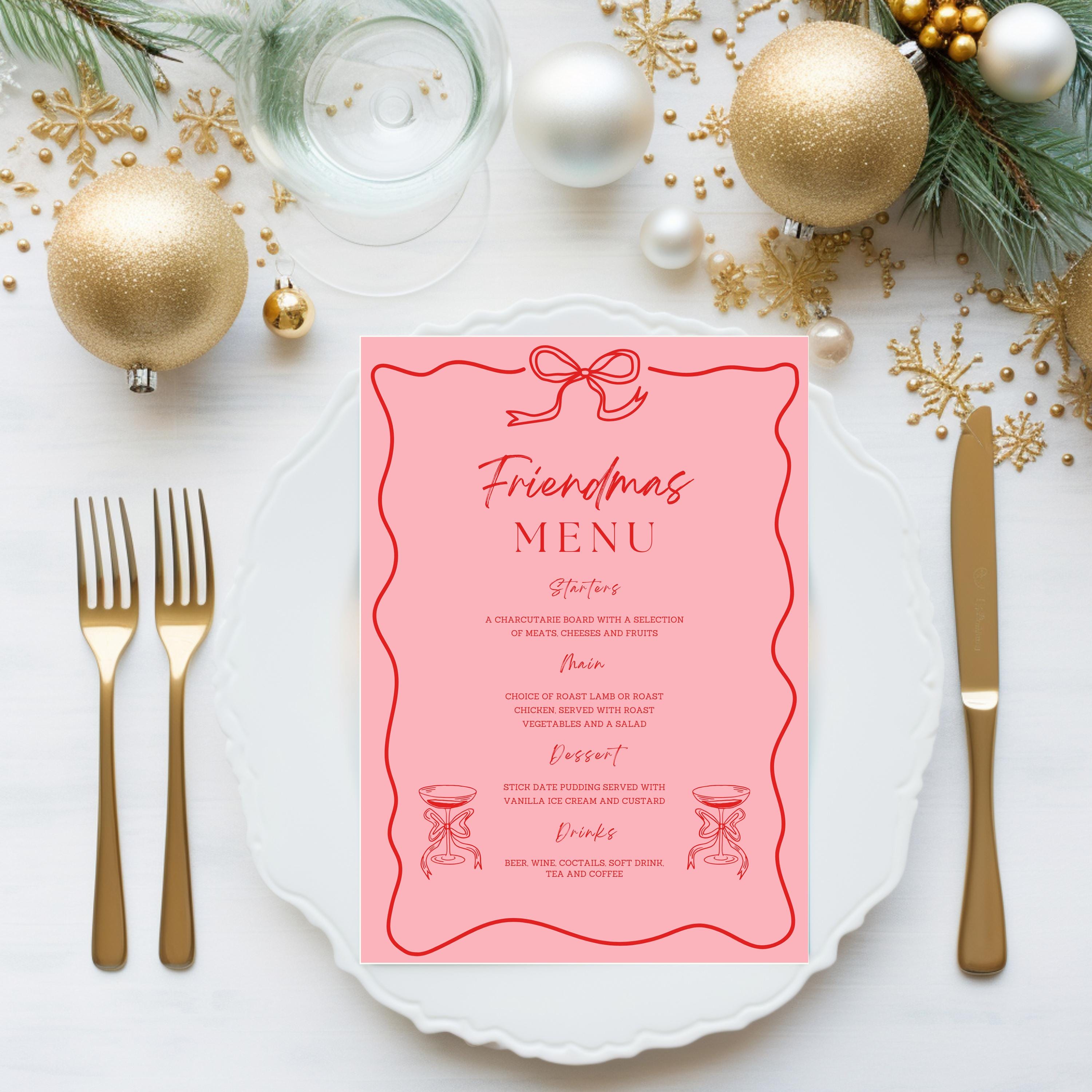 Editable Christmas Party Menu, Editable Party Menu, Printable Menu ...