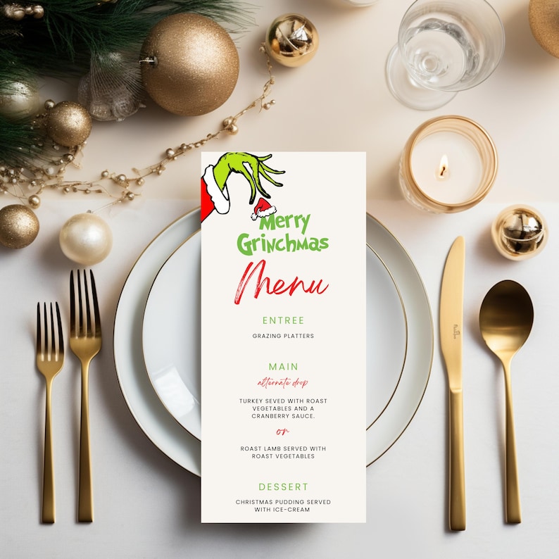 Editable Christmas Party Menu, Editable Party Menu, Printable Menu ...